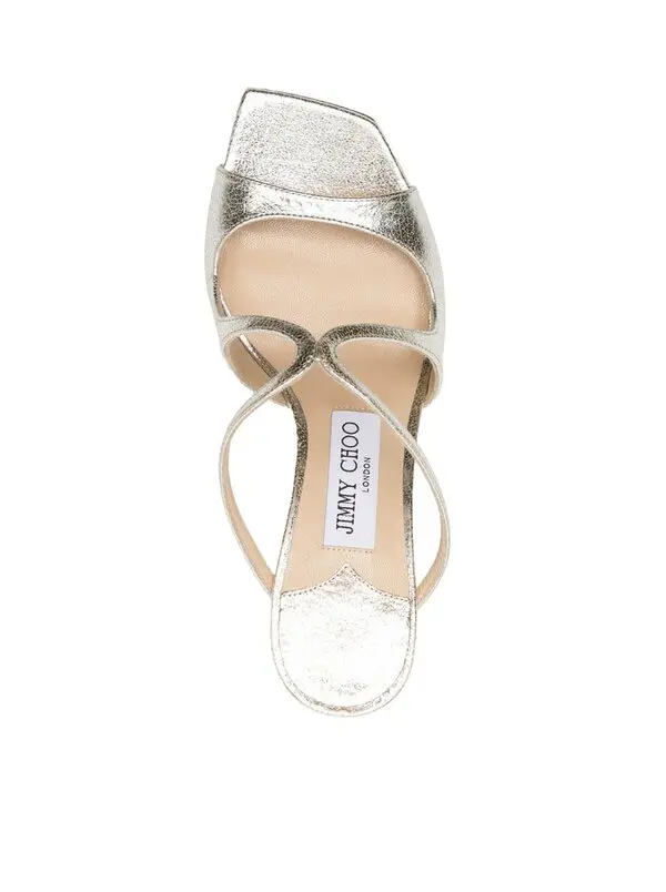 JIMMY CHOO Champagne Laminated Leather Clogs