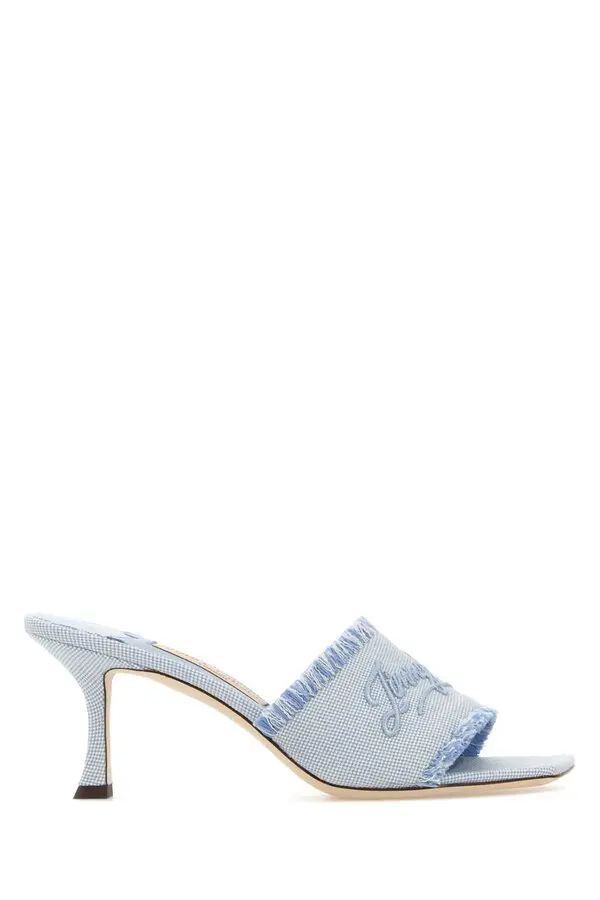 JIMMY CHOO Two-tone Canvas Alexia 70 Mules - Blue