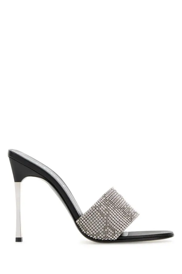 Gucci Embellished Fabric Bombshell Mules - Silver