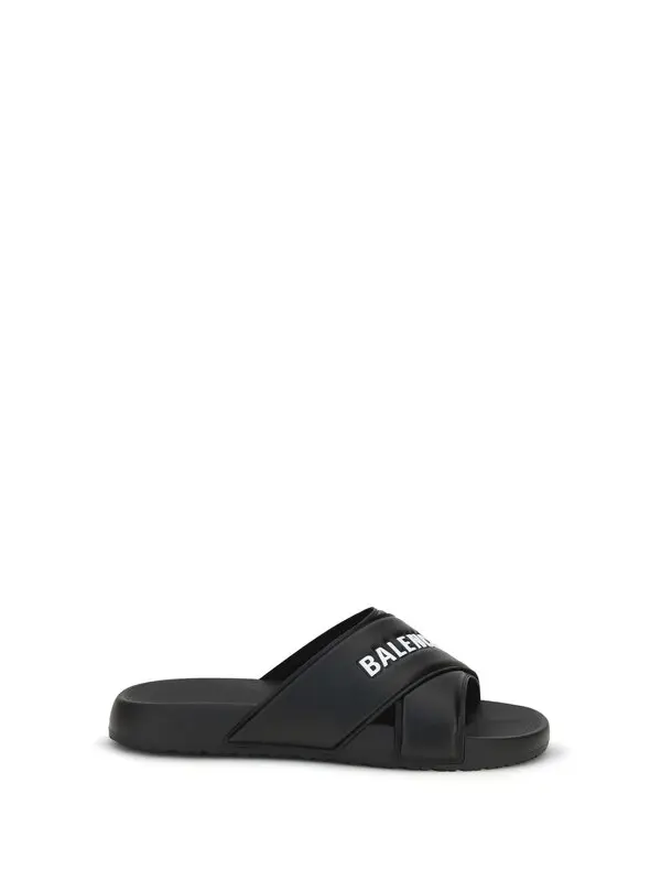 Balenciaga Cross-logo Slides - Black
