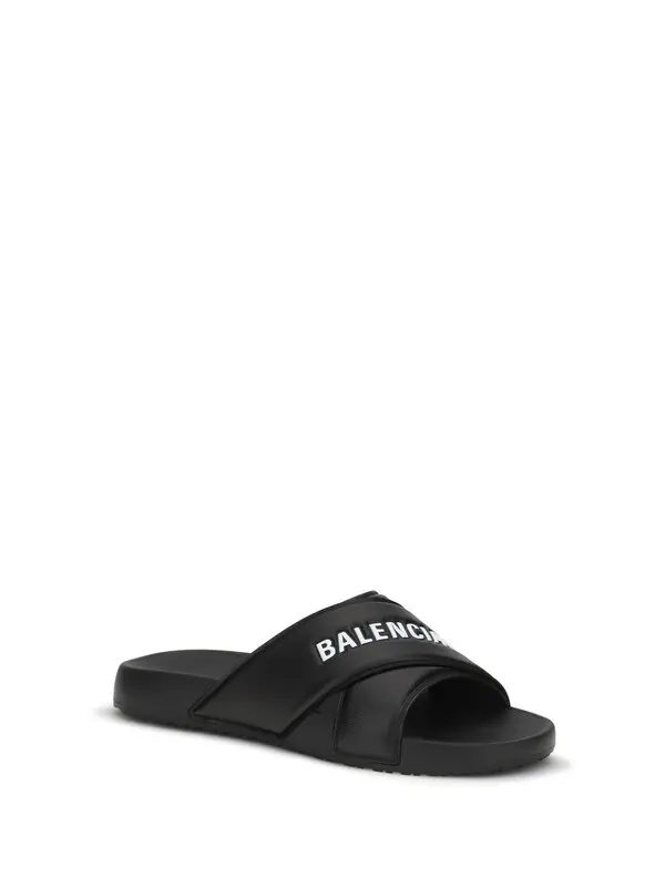 Balenciaga Cross-logo Slides - Black