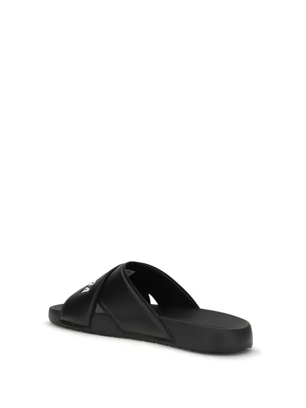 Balenciaga Cross-logo Slides - Black