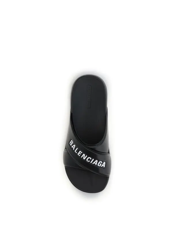 Balenciaga Cross-logo Slides - Black