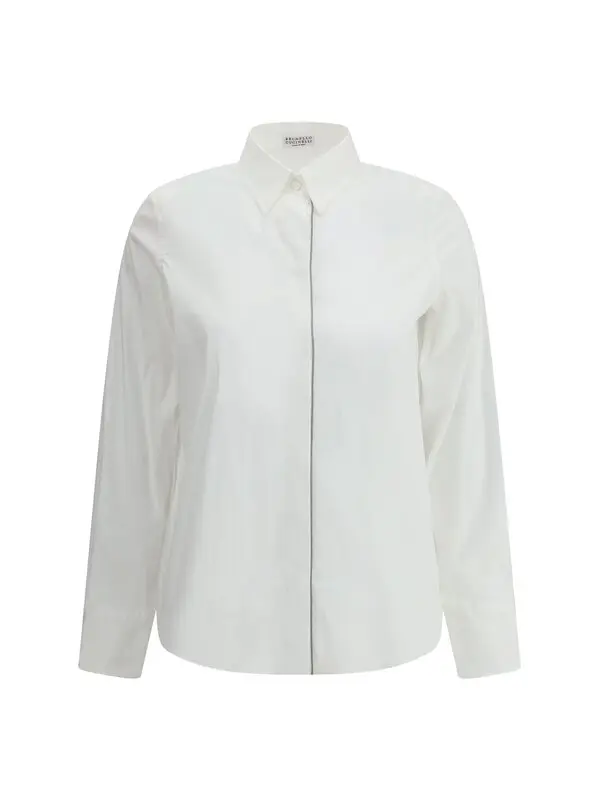 Brunello Cucinelli Embellished Cotton Shirt - White