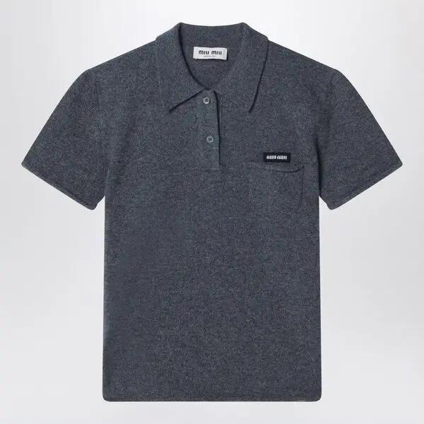 Miu Miu Slate Grey Cashmere Polo Shirt - Gray