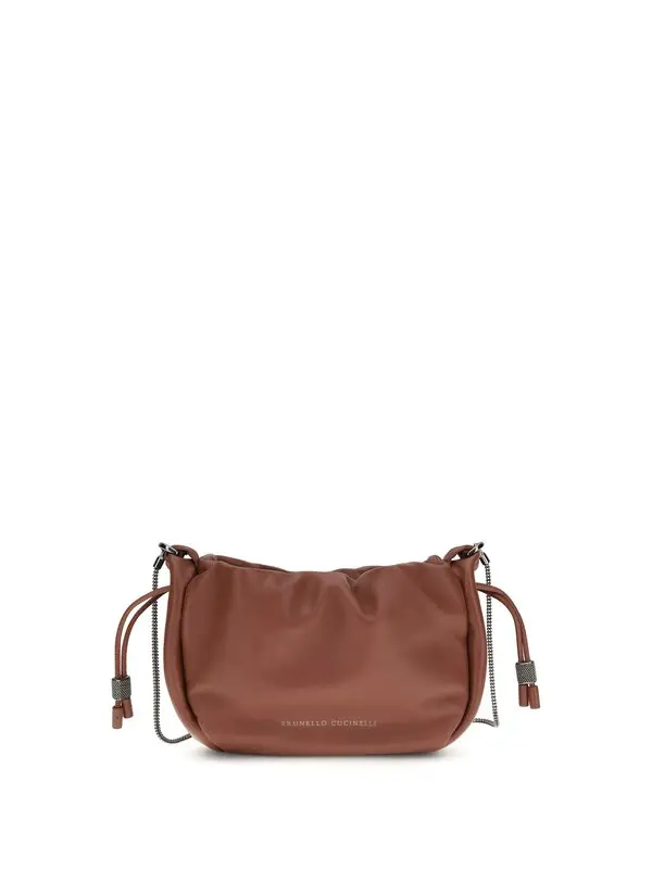 Brunello Cucinelli Mellow Mini Leather Shoulder Bag - Brown