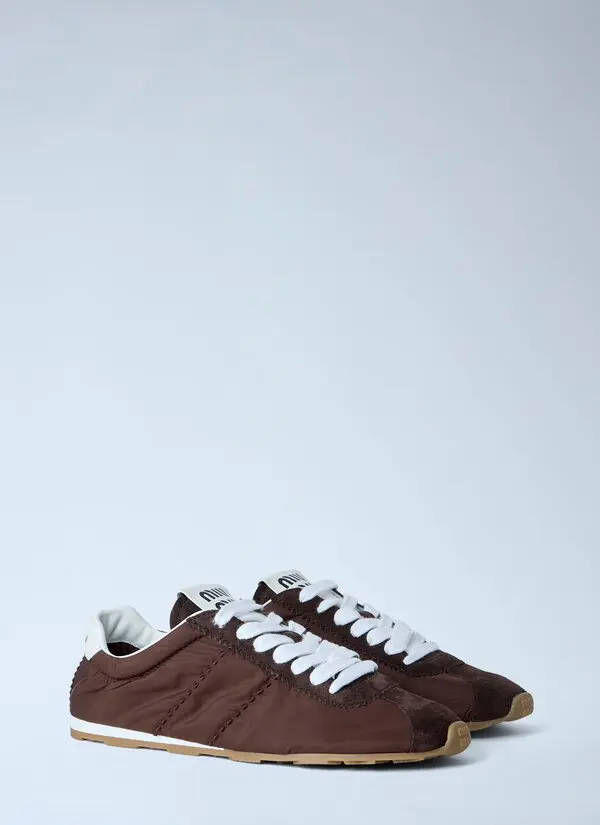 Miu Miu Logo Patch Sneakers - Brown