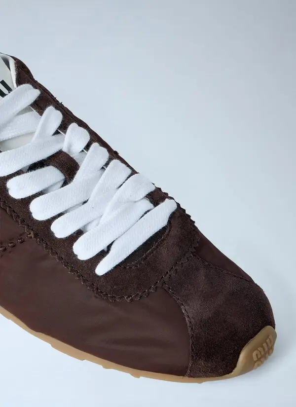 Miu Miu Logo Patch Sneakers - Brown