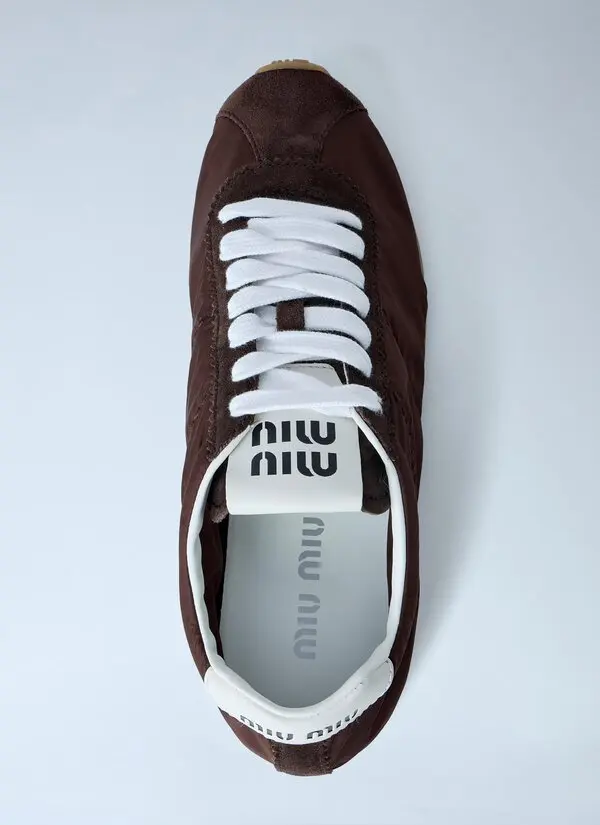 Miu Miu Logo Patch Sneakers - Brown