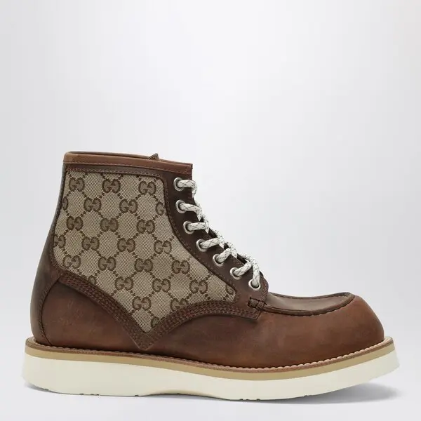 Gucci Laced Ankle Boot With Gg Insert