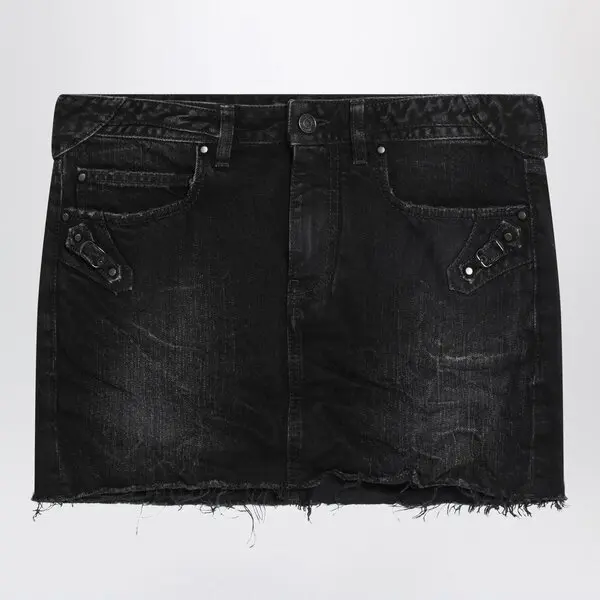 Balenciaga Washed City Mini Denim Skirt - Black