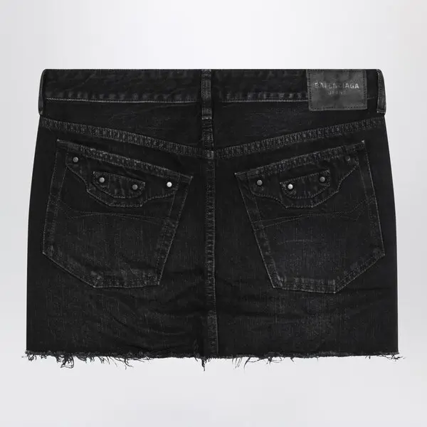 Balenciaga Washed City Mini Denim Skirt - Black