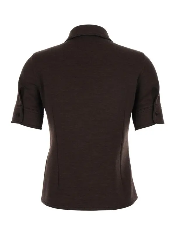 Gucci Shirt With Polo Style Pointed Collar In Wool And Cotton Blend - Brown