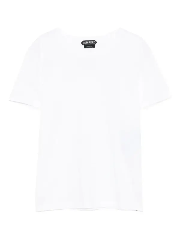 TOM FORD Cotton T-shirt With Tf Logo Embroidery - White