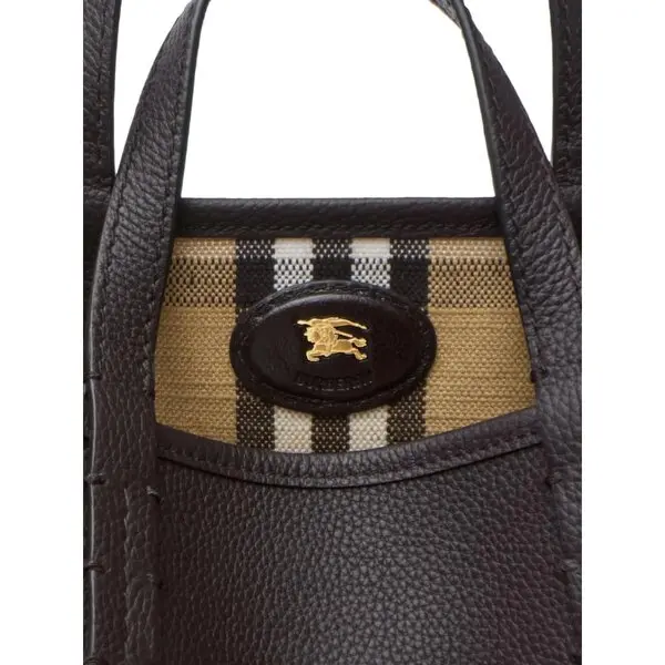 Burberry Reversible Calf Leather Mini Tote Bag - Brown