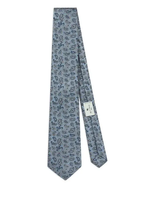 Etro Silk Jacquard Tie With Micro Paisley Motif - Blue