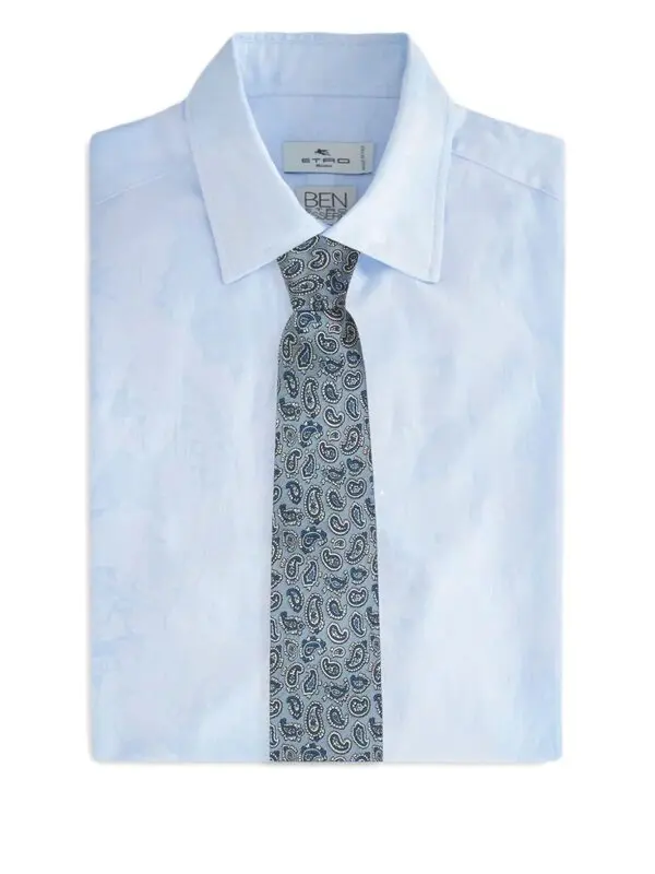 Etro Silk Jacquard Tie With Micro Paisley Motif - Blue