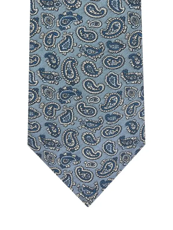 Etro Silk Jacquard Tie With Micro Paisley Motif - Blue