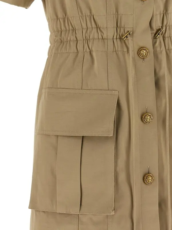 Balmain Saharan Cotton Gabardine Mini Dress - Green