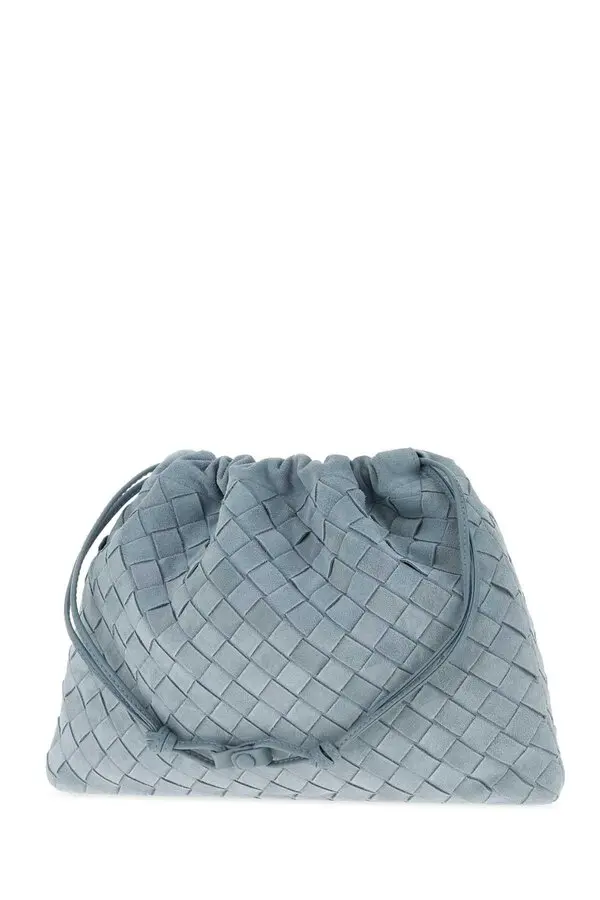 Bottega Veneta Suede Medium Clutch - Blue