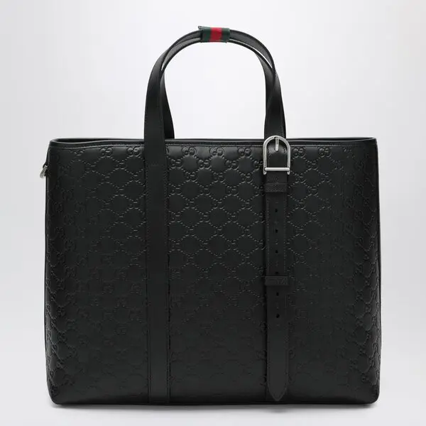 Gucci Large Gg Emblem Shopping Bag - Black