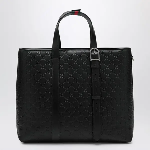 Gucci Large Gg Emblem Shopping Bag - Black