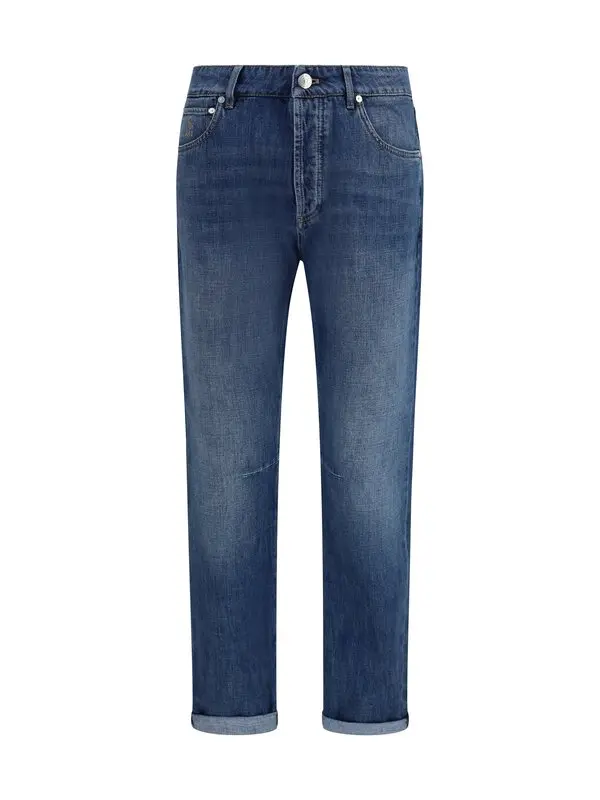 Brunello Cucinelli Straight Five-pocket Jeans In Cotton - Blue