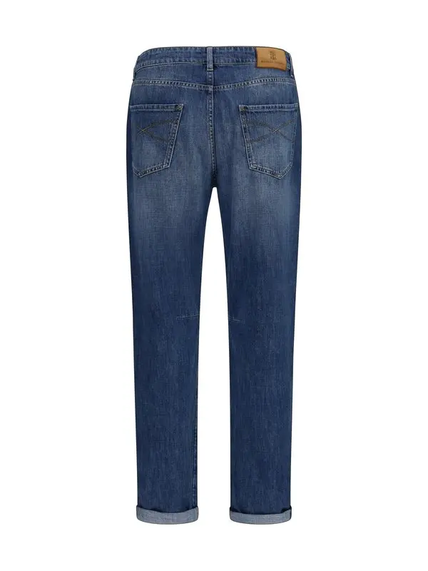 Brunello Cucinelli Straight Five-pocket Jeans In Cotton - Blue