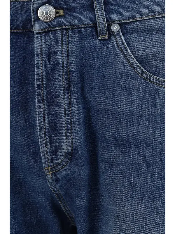 Brunello Cucinelli Straight Five-pocket Jeans In Cotton - Blue