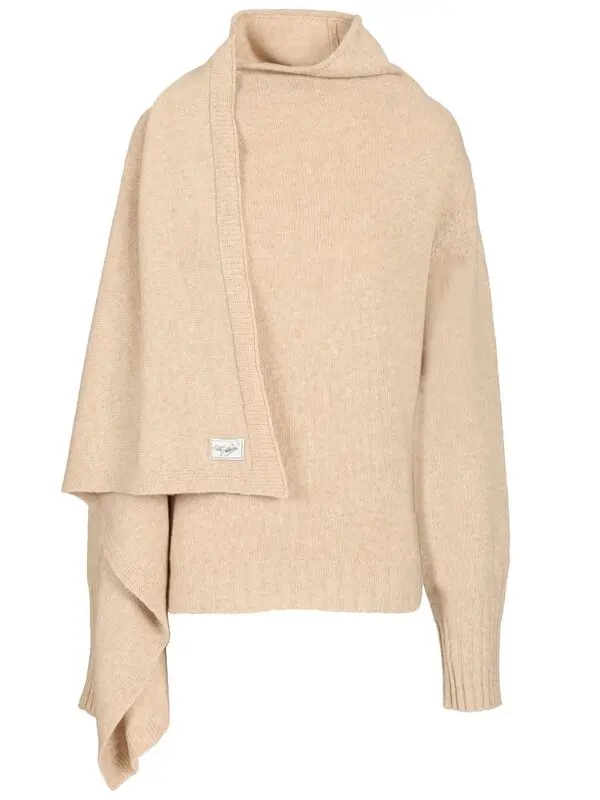 Attico Sweater With Draped Details - Cream