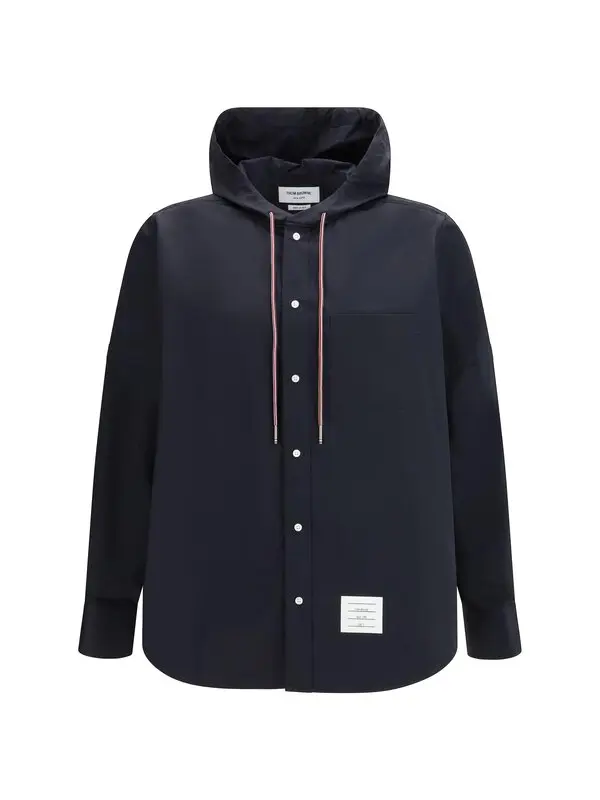 Thom Browne Nylon Cotton Hooded Jacket - Black