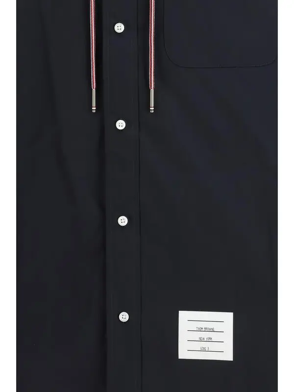 Thom Browne Nylon Cotton Hooded Jacket - Black