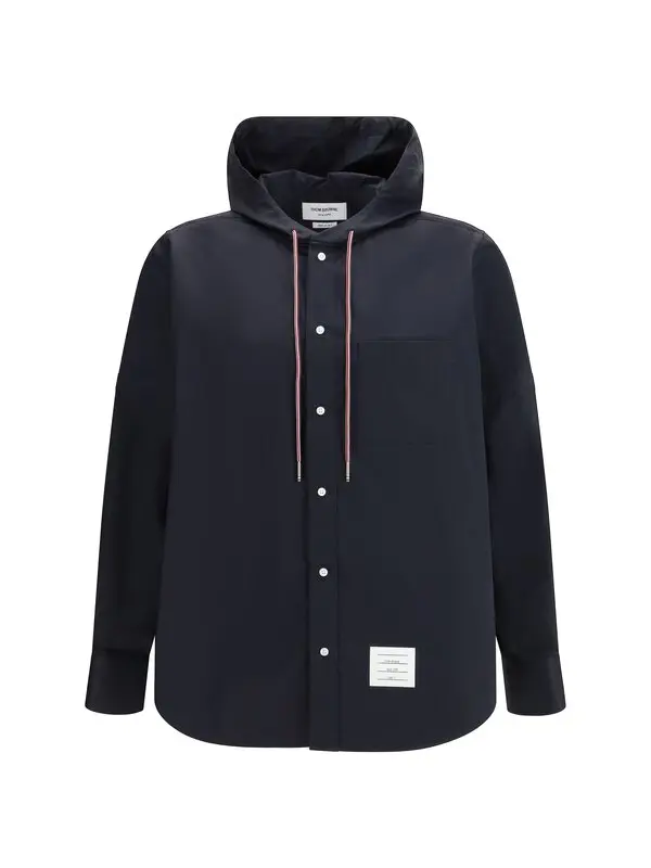 Thom Browne Nylon Cotton Hooded Jacket - Black