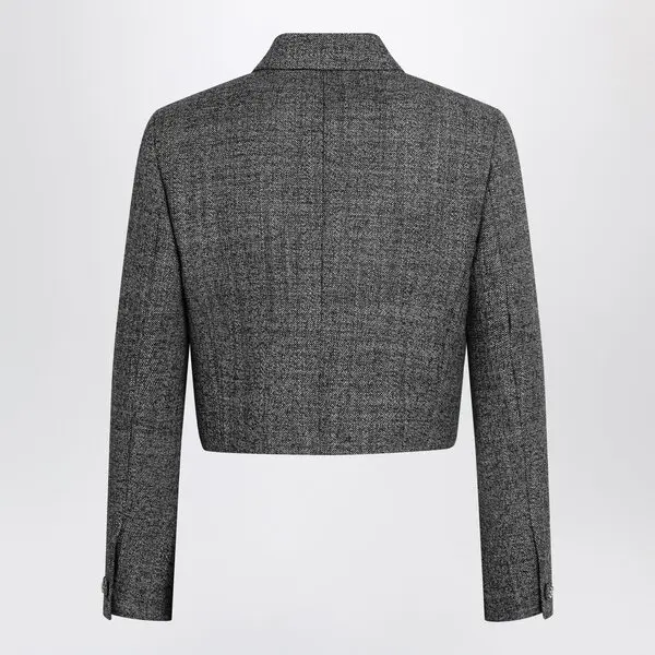 Gucci Cropped Wool Jacket With /white Texture
