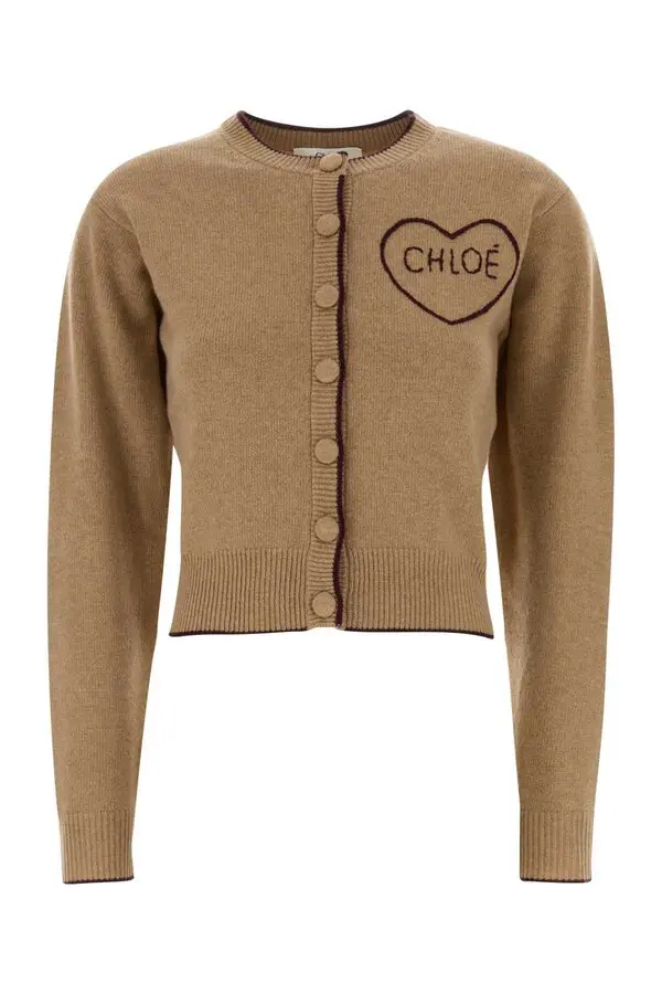 Chloé Camel Wool Blend Cardigan - Brown