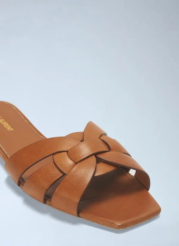 Saint Laurent Tribute Leather Sandals - Brown