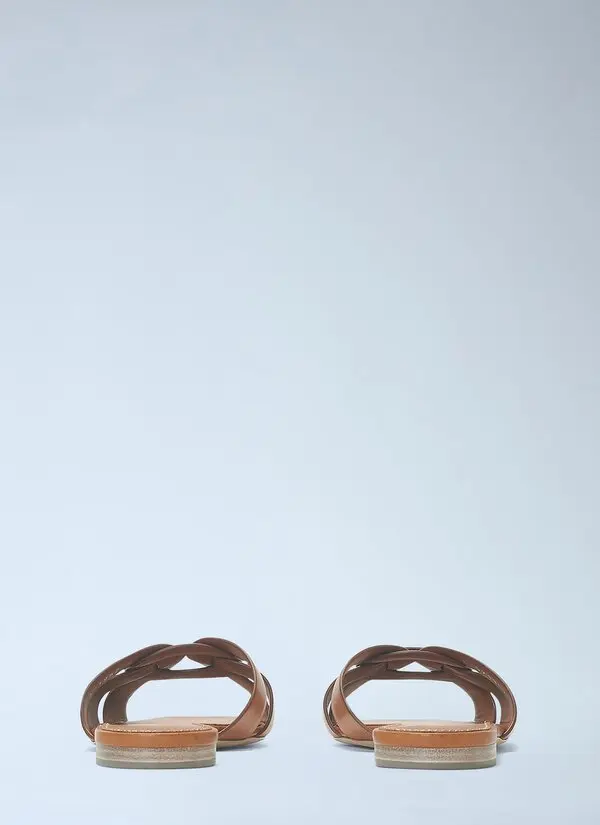 Saint Laurent Tribute Leather Sandals - Brown