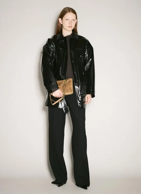 Saint Laurent Glossy Coated Cotton Saharienne Jacket - Black