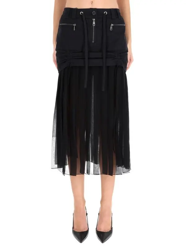Dolce & Gabbana Silk Midi Skirt - Black