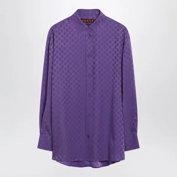 Gucci Oversized Gg Jacquard Silk Shirt - Purple