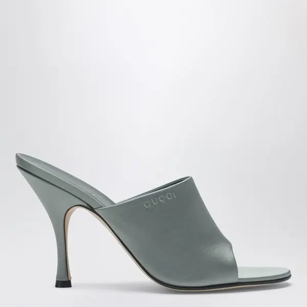 Gucci Satin High Heel Slider Sandal - Green