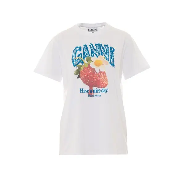 GANNI Logo T-shirt With Strawberry Print
