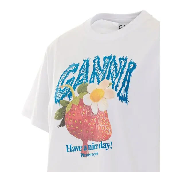 GANNI Logo T-shirt With Strawberry Print