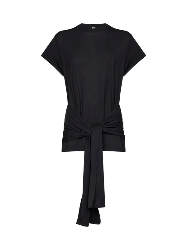 TOTEME Black Jersey Tie-waist Top - Multicolor