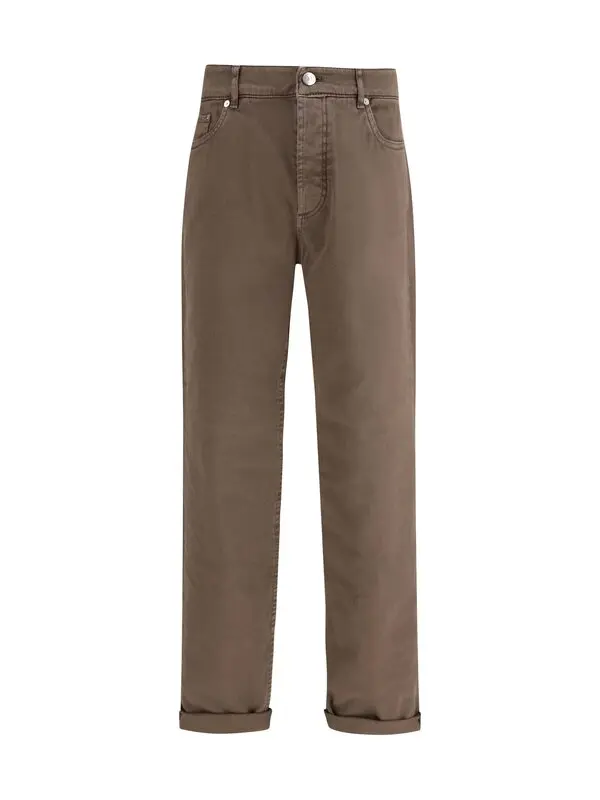 Brunello Cucinelli Jeans With Turn-up Hem - Brown