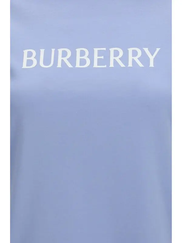 Burberry Embroidered Logo Cotton T-shirt - Blue