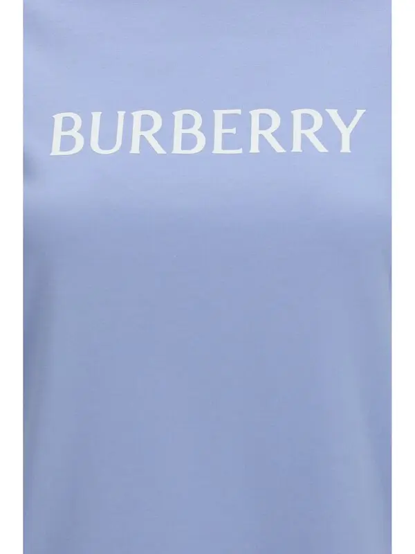 Burberry Embroidered Logo Cotton T-shirt - Blue