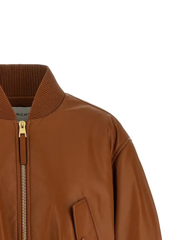 Givenchy Cropped Bomber Jacket - Brown