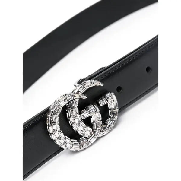 Gucci Leather Belt With Crystal Embellishment