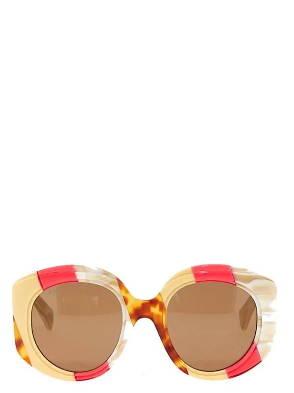 Gucci Tricolor Oversized Round Frame Sunglasses